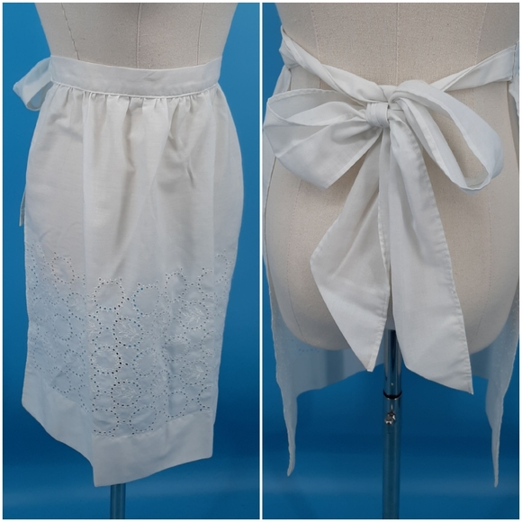 Hand Crafted | Kitchen | Vintage Long White Eyelet Apron Perfect ...